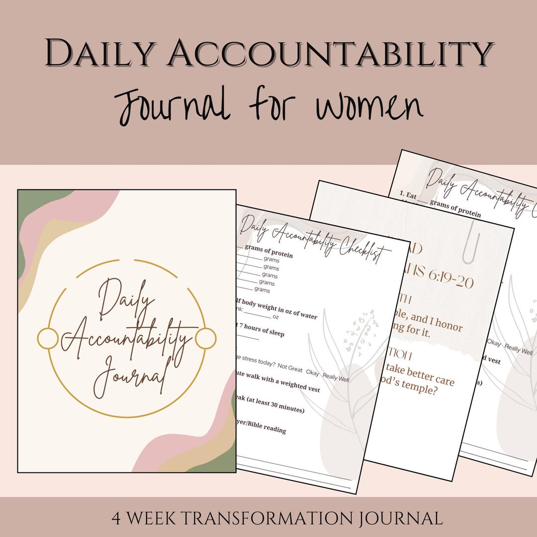 Bible Based Accountability Journal: 4-week Wellness Planner (printable ...