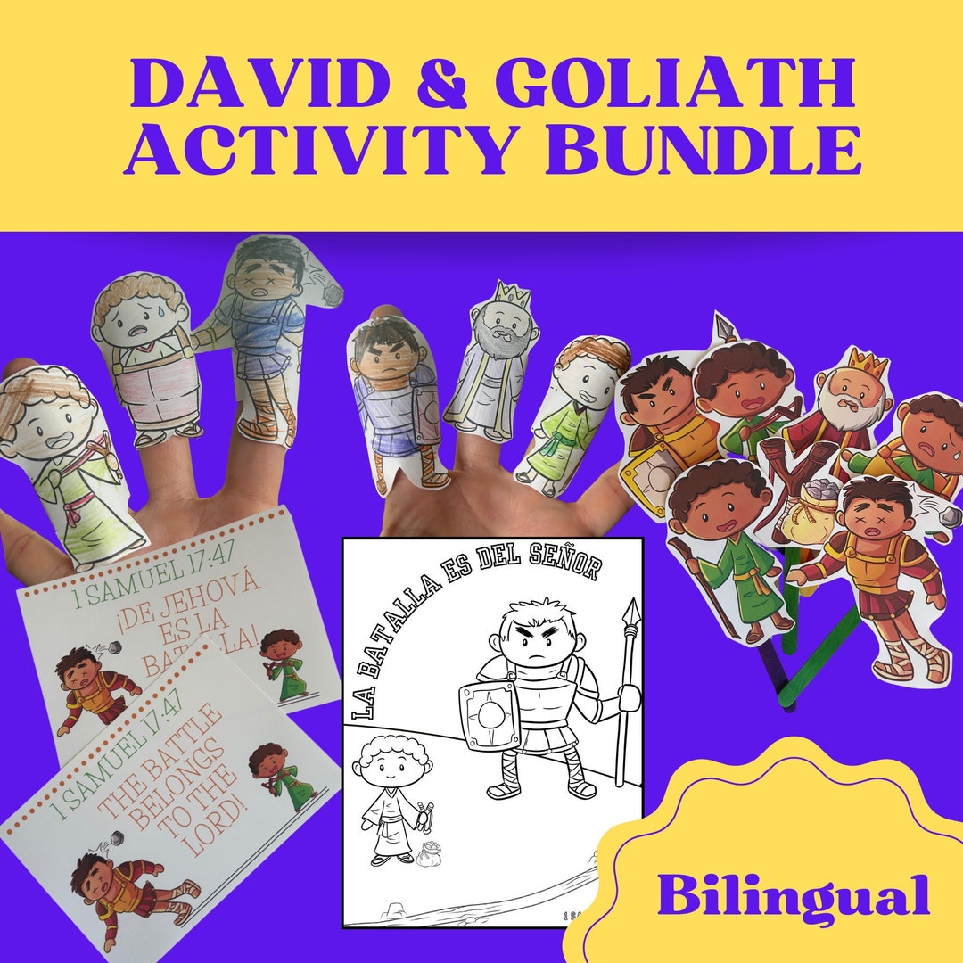 BILINGUAL DAVID & GOLIATH Activity Bundle, Puppets, Craft, Sunday ...