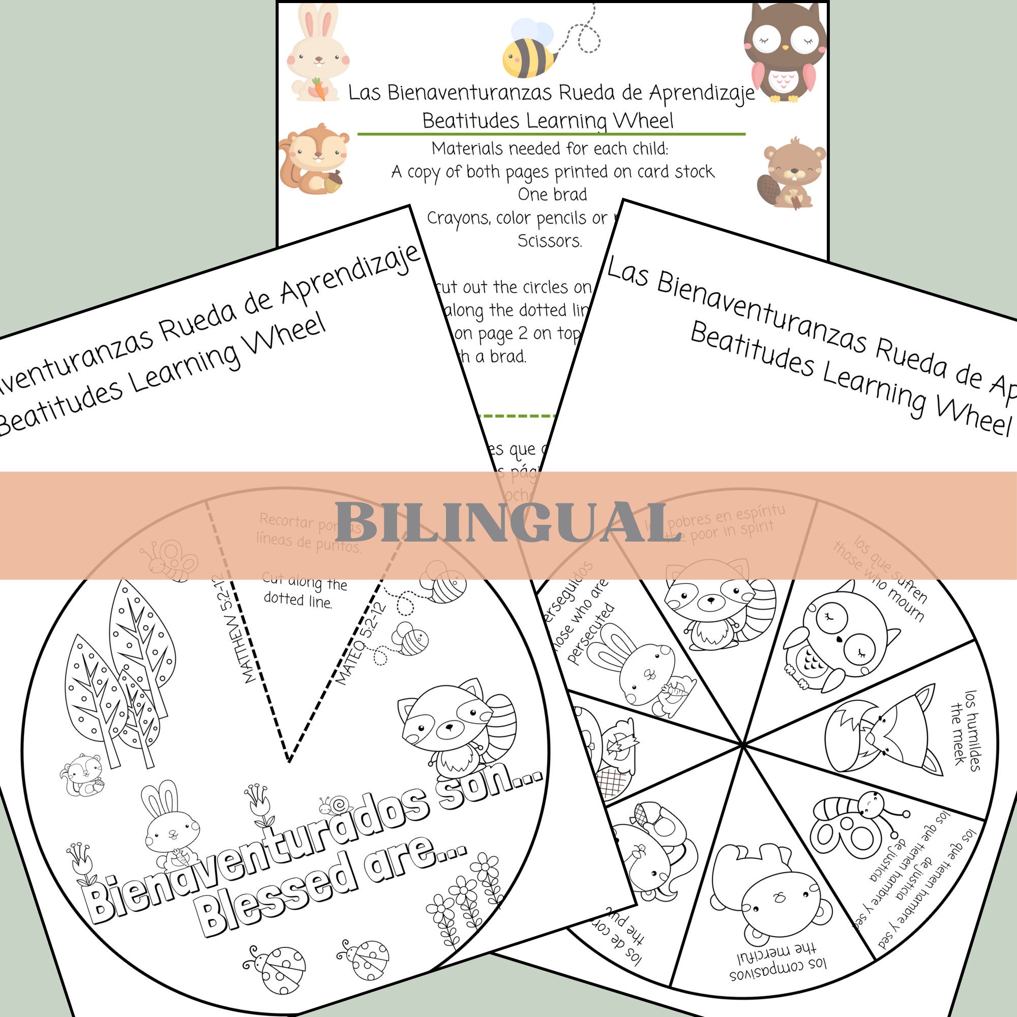 BILINGUAL BILINGÜE Beatitudes Learning Wheel, Manualidad ...