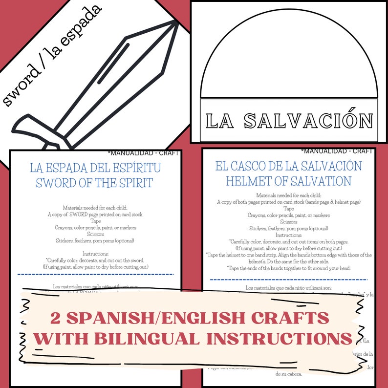 Bilingual Bundle, Armor of God Activities & Crafts, Combined Age Bible ...