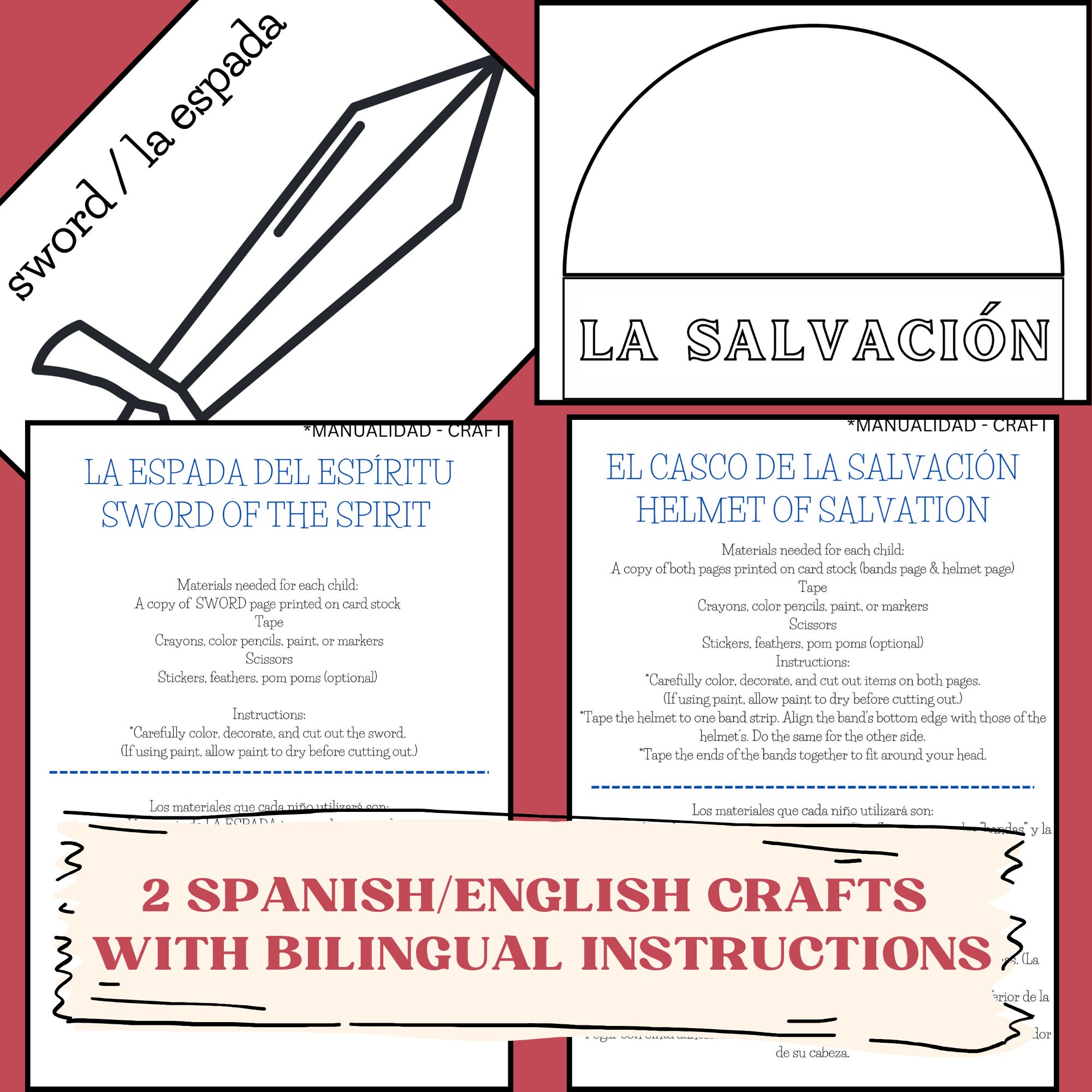 Bilingual Bundle, Armor of God Activities & Crafts, Combined Age Bible ...