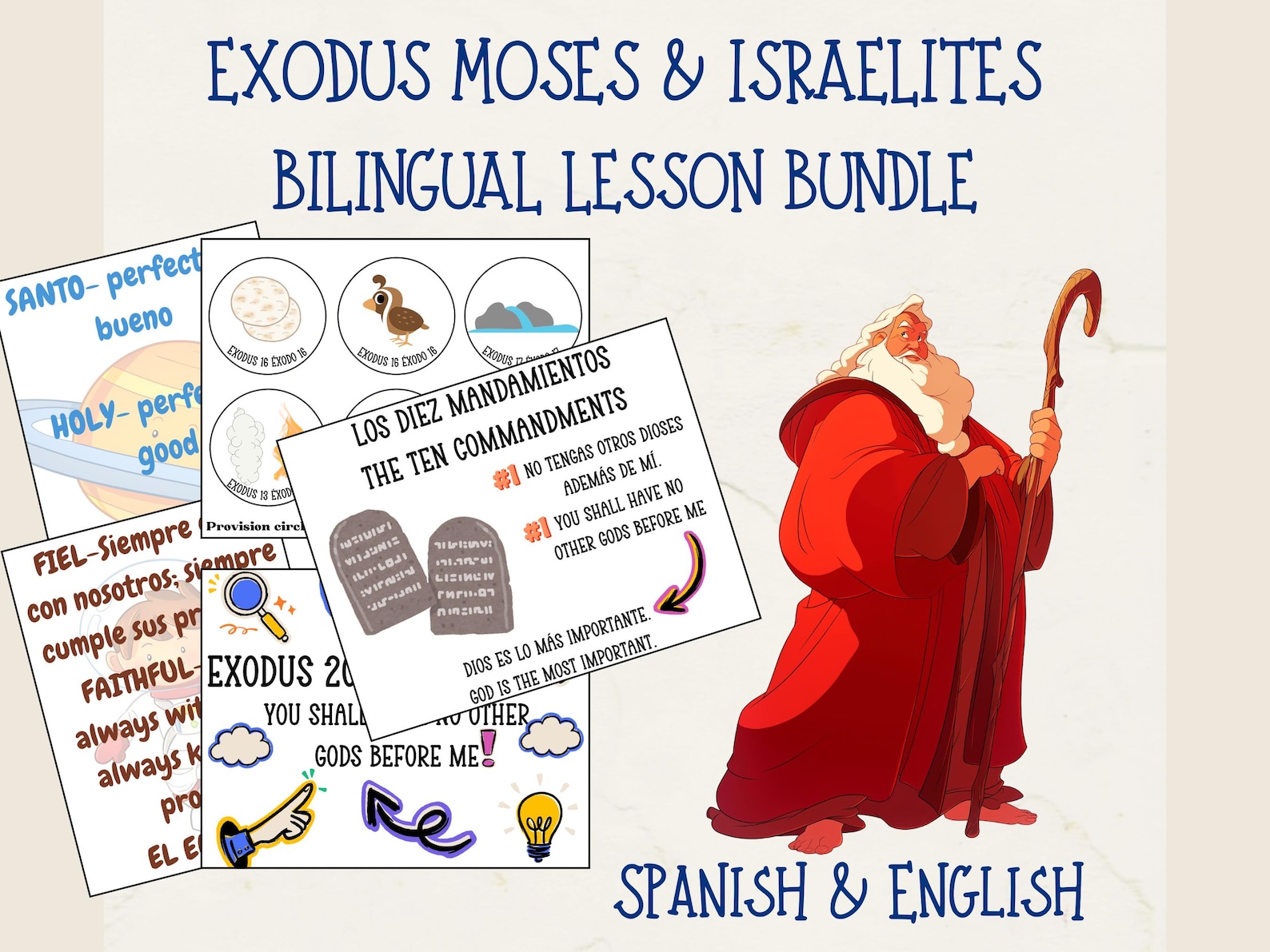 Exodus Bilingual Lesson Bundle, Moses & the Israelites, Lesson, Visual ...