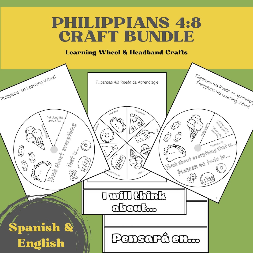 BILINGUAL Philippians 4:8 Crafts Bundle, Christian Growth Mindset ...