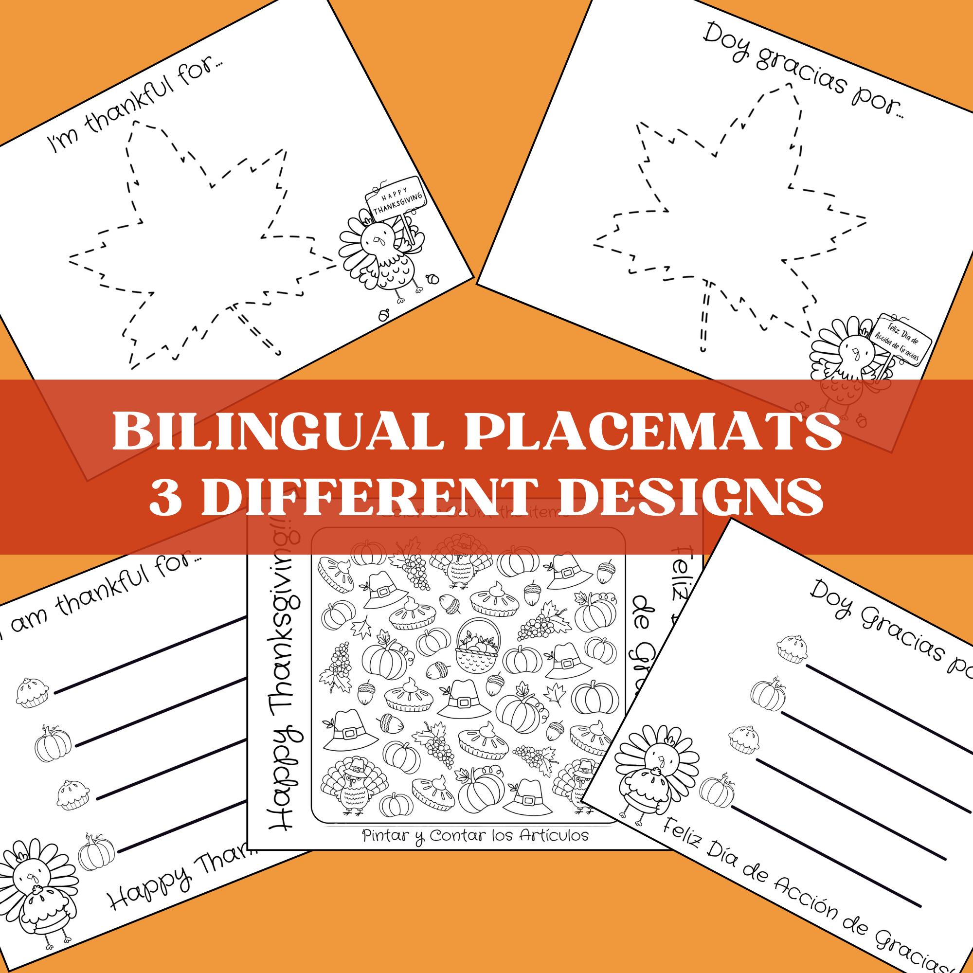 Bilingual Thanksgiving Activity Bundle: Placemats & Learning Wheel (PDF ...