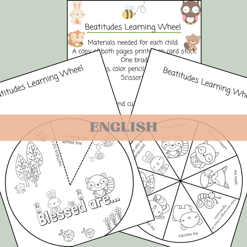 BILINGUAL BILINGÜE Beatitudes Learning Wheel, Manualidad ...