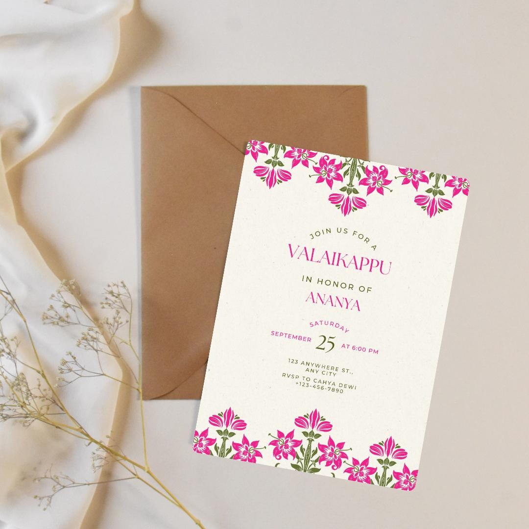 Valaikappu Invite | Editable Template - Etsy