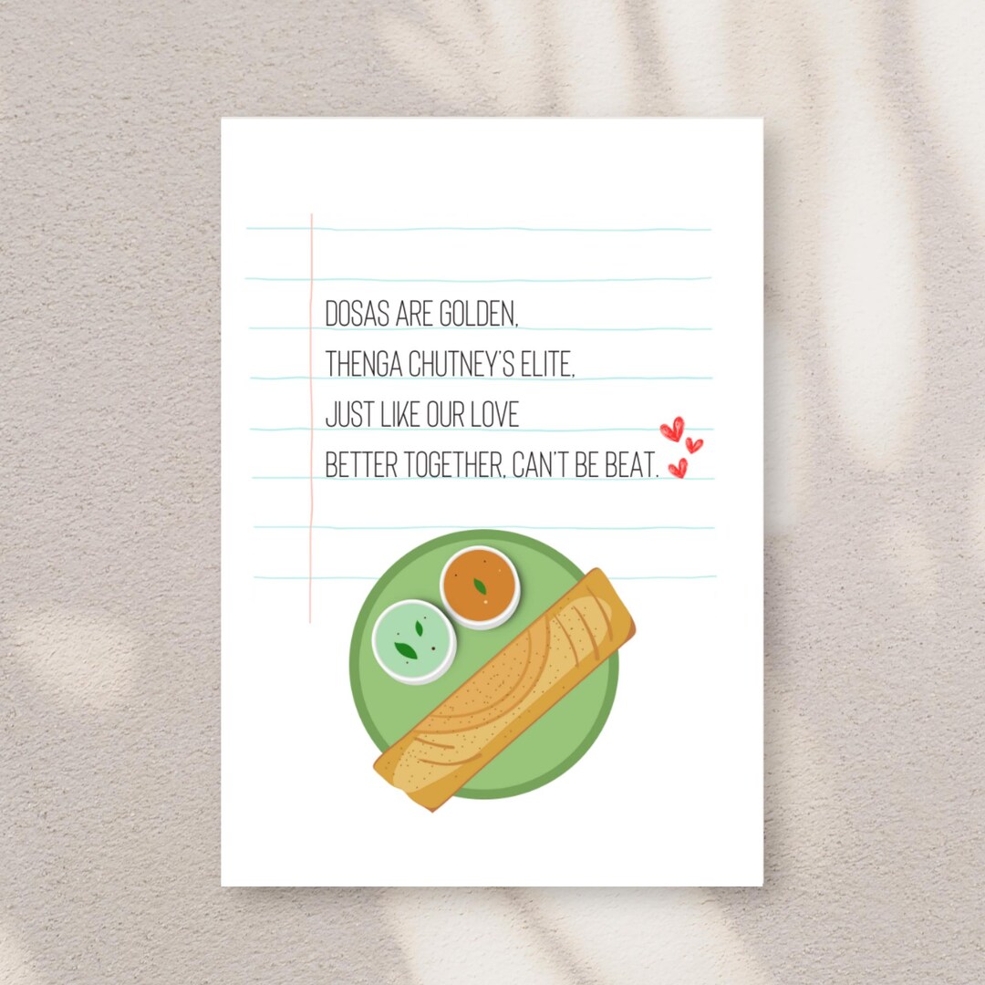 Dosa & Chutney Love Printable | Funny South Indian Valentine Print ...