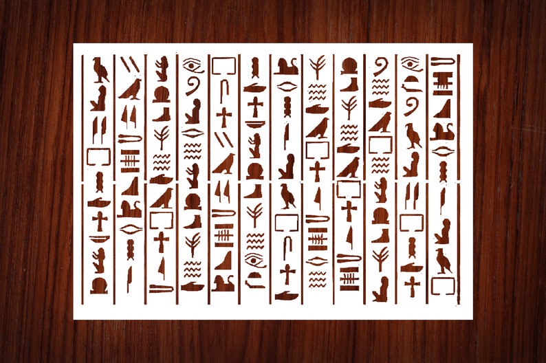 Egyptian Hieroglyphics Reusable Stencil Ancient Art Template for DIY ...