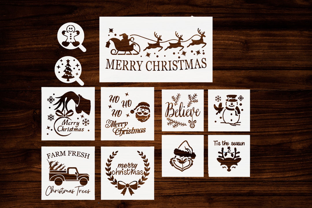 Large Christmas Stencils Set Festive Designs for DIY Decor Variety of ...