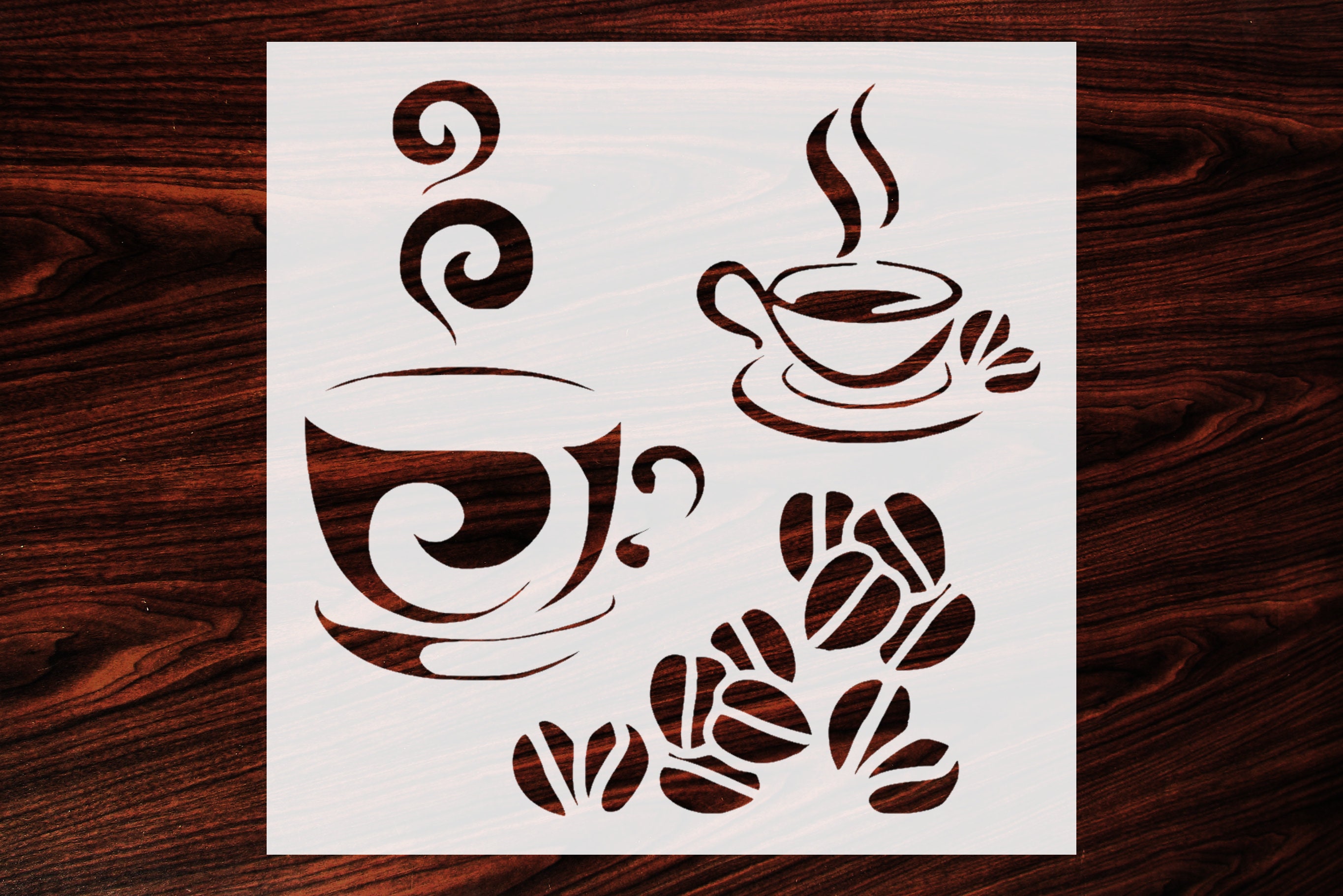 Reusable Coffee Cup Design Stencil Arts & Crafts Painting Stencil 5.5x5 ...
