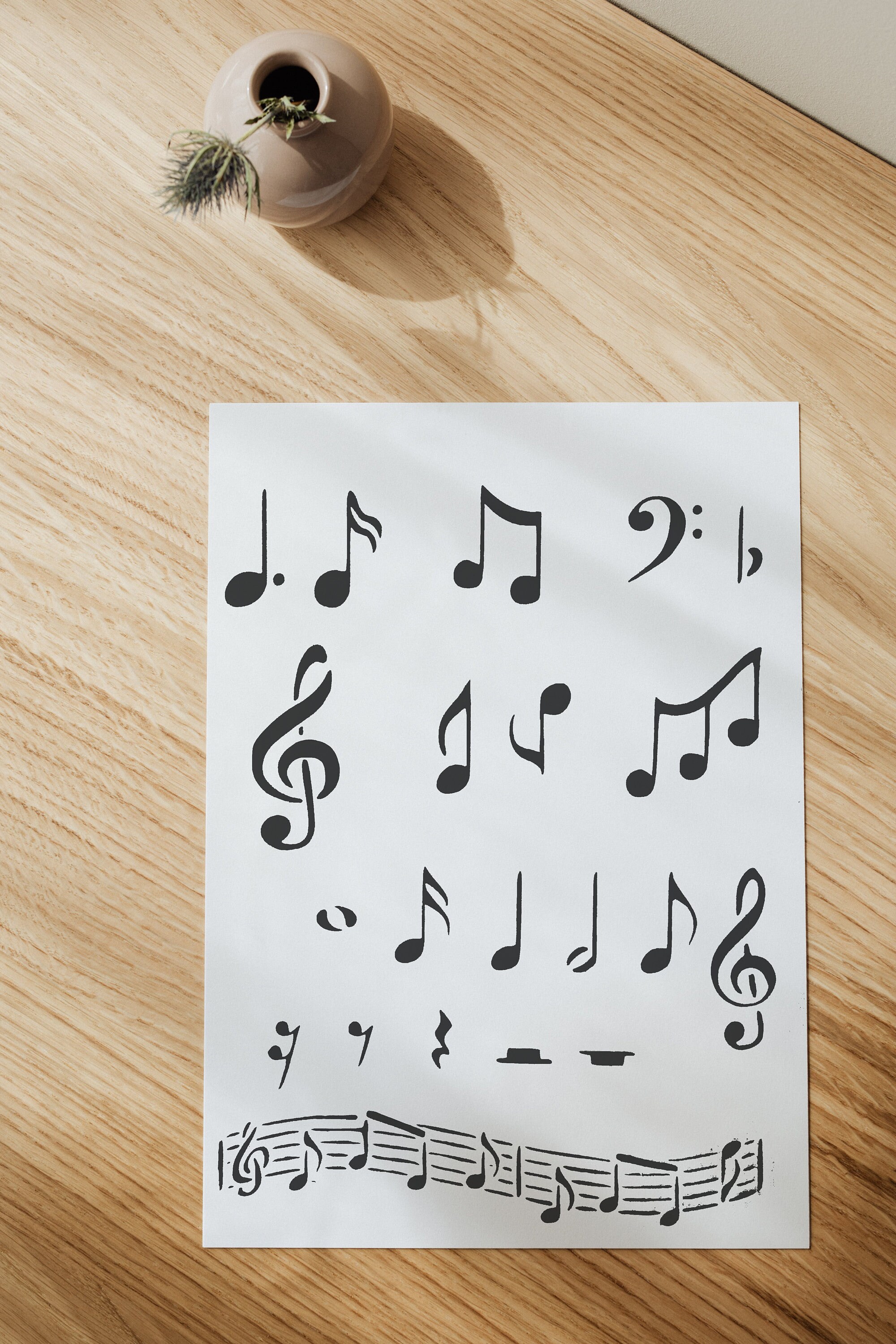 Sheet Music Notes Reusable Stencil Large 8.5x11 Inches for Artistic ...