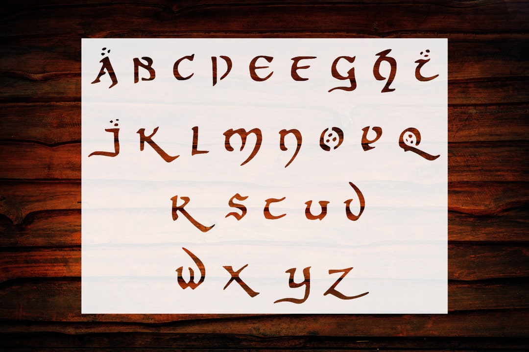 Elven Letters Stencil Set Tolkien-inspired Font 11 X 8.5 Inches Unique ...