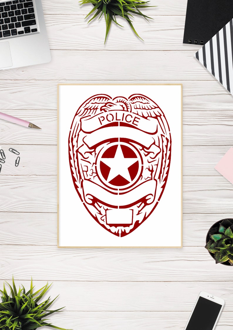 Stencil Police Badge Department 8.5 X 11 Reusable Flexible Clear ...