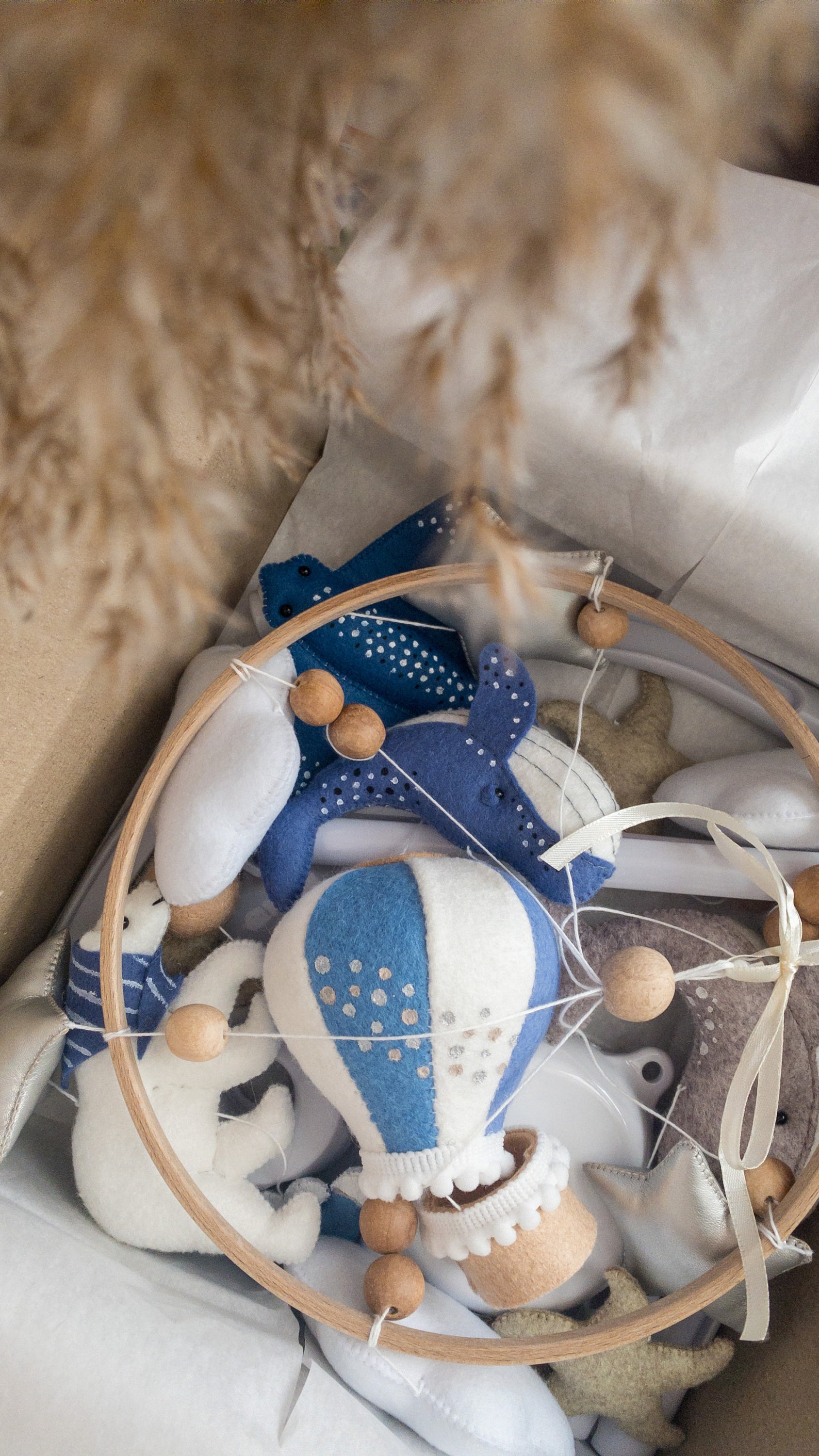 Whale Baby Mobile Ocean Nursery Mobile Felt Baby Boy Mobile Sea Waves ...