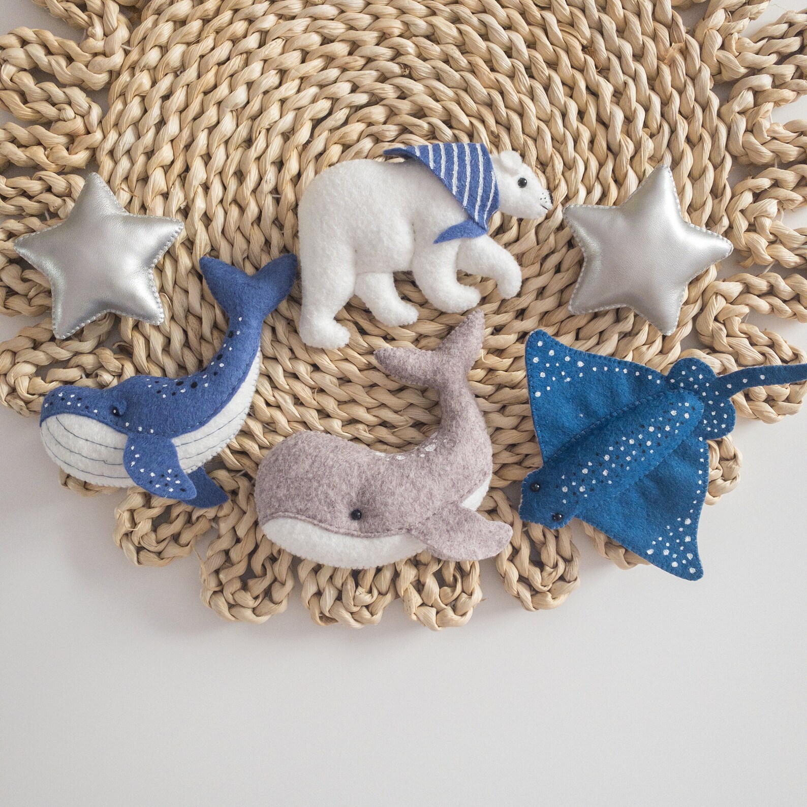 Whale Baby Mobile Ocean Nursery Mobile Felt Baby Boy Mobile Sea Waves ...