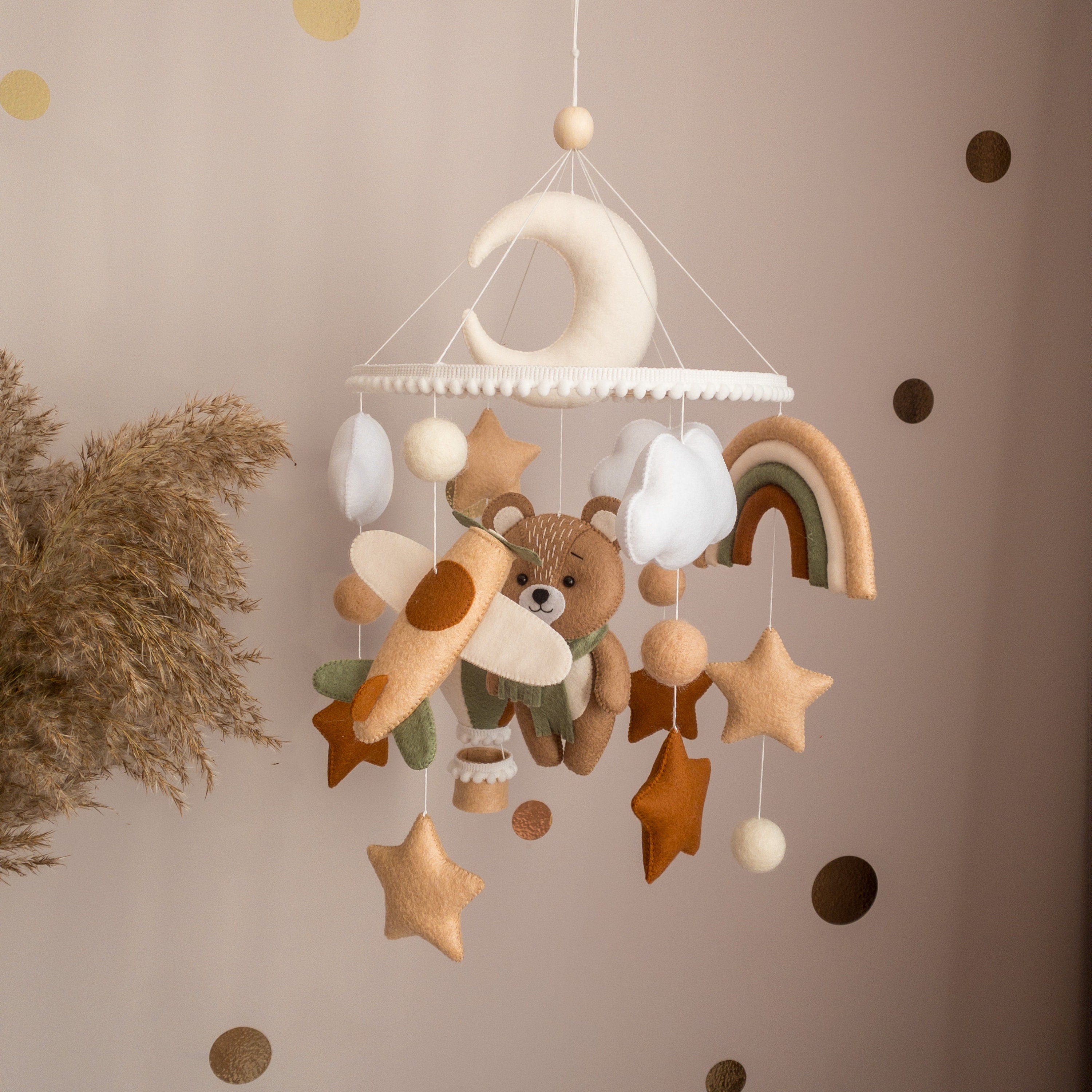 Baby Mobile Crib Mobile Baby Mobile Bear Felt Mobile Felt Bear Baby ...