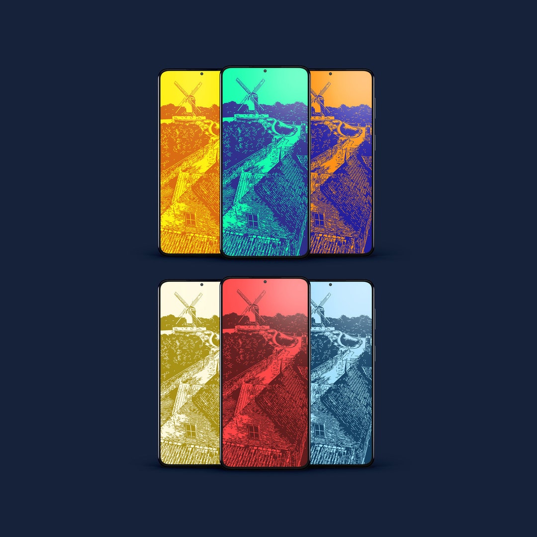 Comic Book Style Phone Wallpapers, Set of 6 Duotone Variations to ...