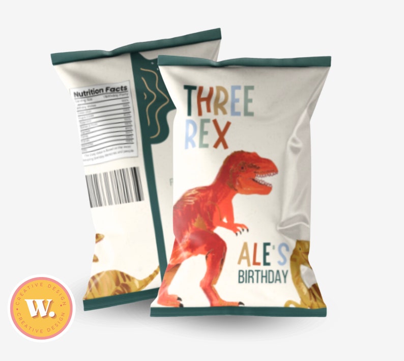 Three-rex Dinosaur Snacks Template Chips Bag Tag Template Chocolate Bar ...