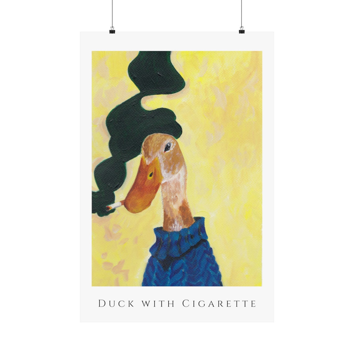 Duck With Cigarette Print Matte Poster, Labeled - Etsy