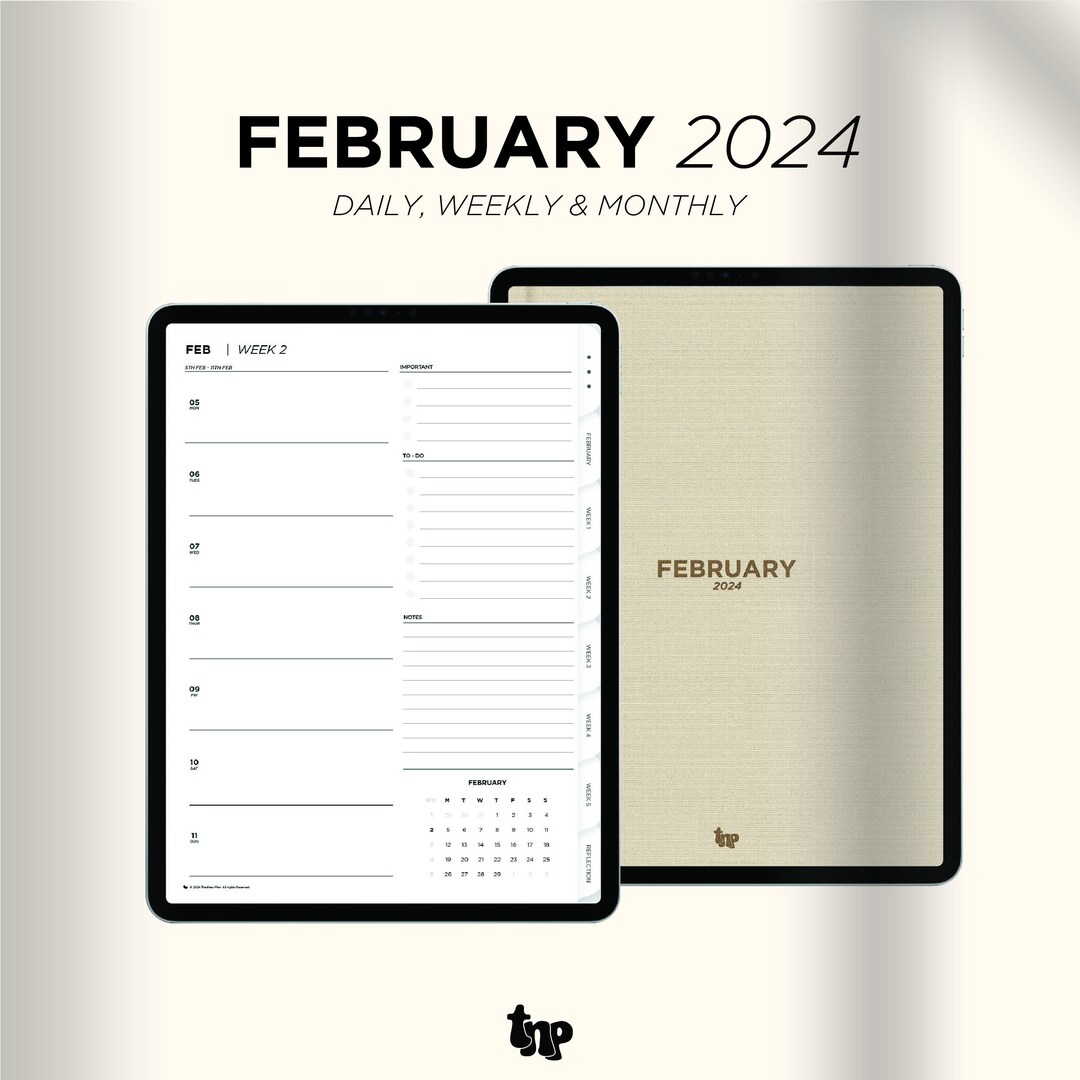 February Digital Planner One Month Planner Goodnotes Planner Digital ...
