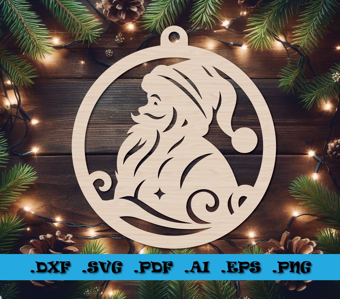 Christmas Santa Bauble SVG, Digital Laser Cut File, Glowforge, Instant ...
