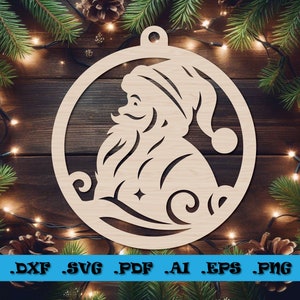Christmas Santa Bauble SVG, Digital Laser Cut File, Glowforge, Instant ...