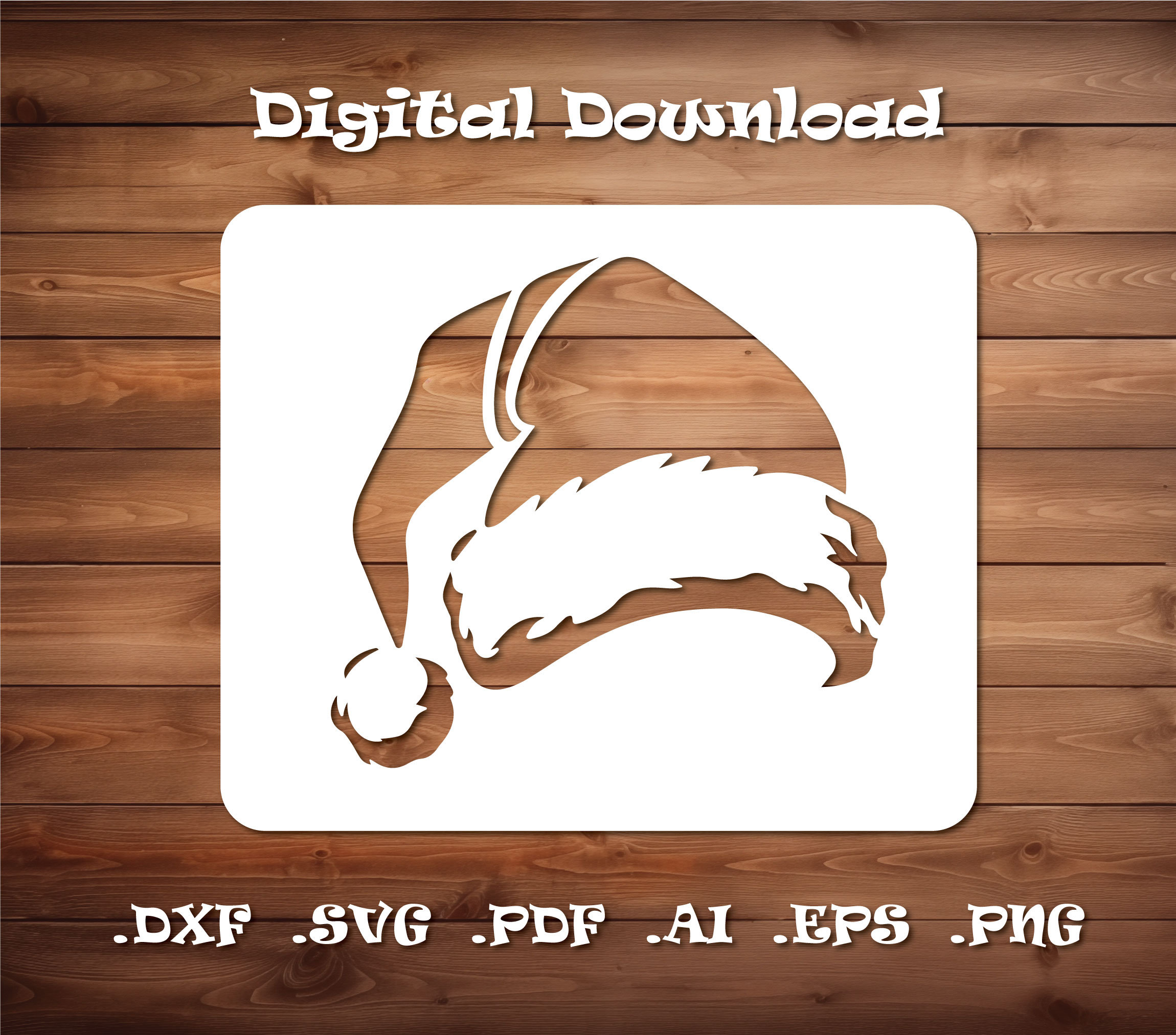 Santa Hat Stencil SVG, Digital Laser Cut File, Wall Art, Spray Paint Pattern, Cricut, Eps, Svg ...