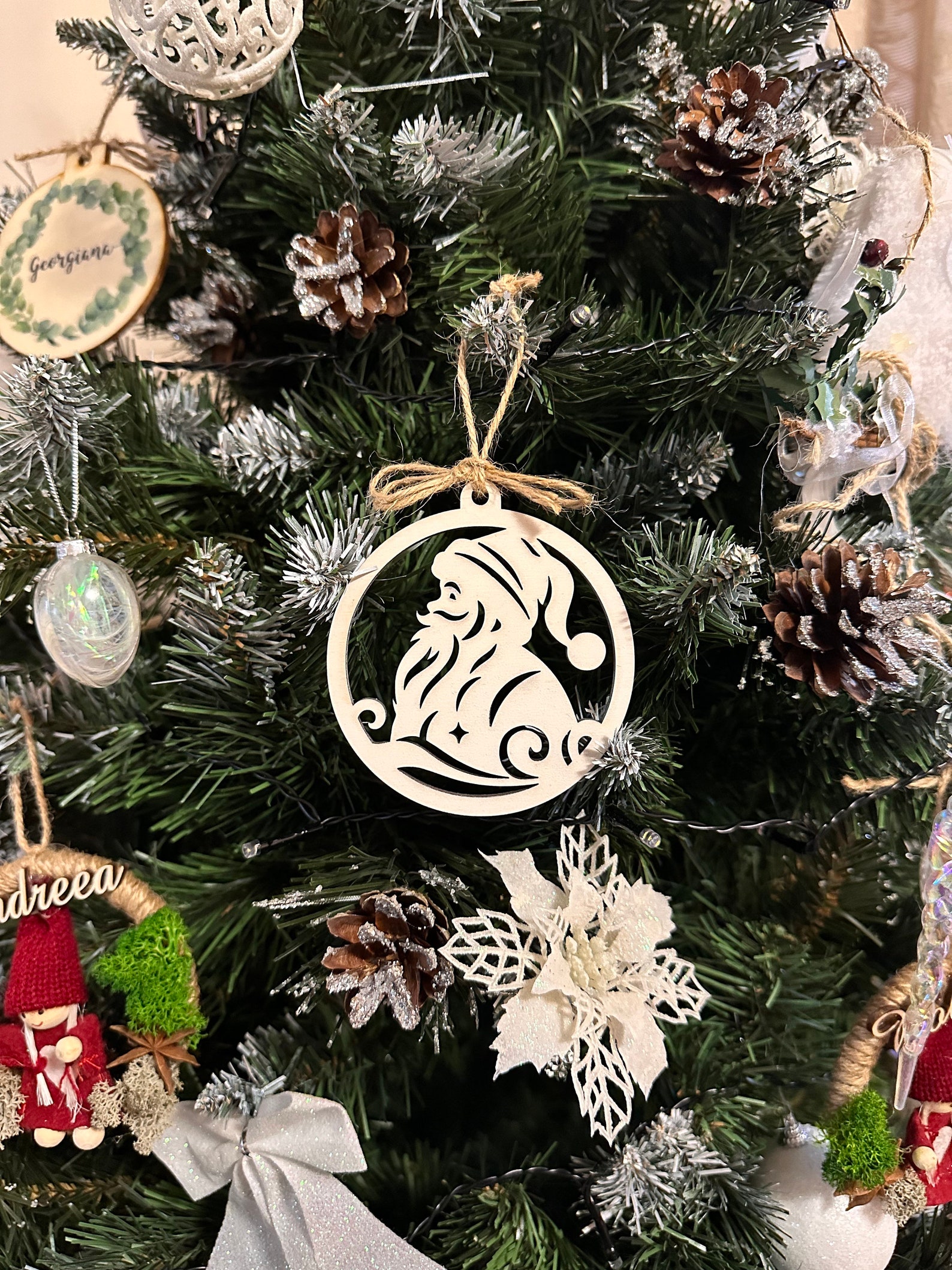 Christmas Santa Bauble SVG, Digital Laser Cut File, Glowforge, Instant ...