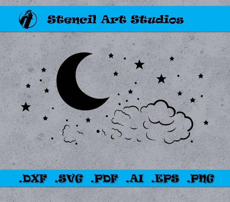 Night Sky Scenery Stencil SVG Decor Kids Room Wall Painting - Etsy