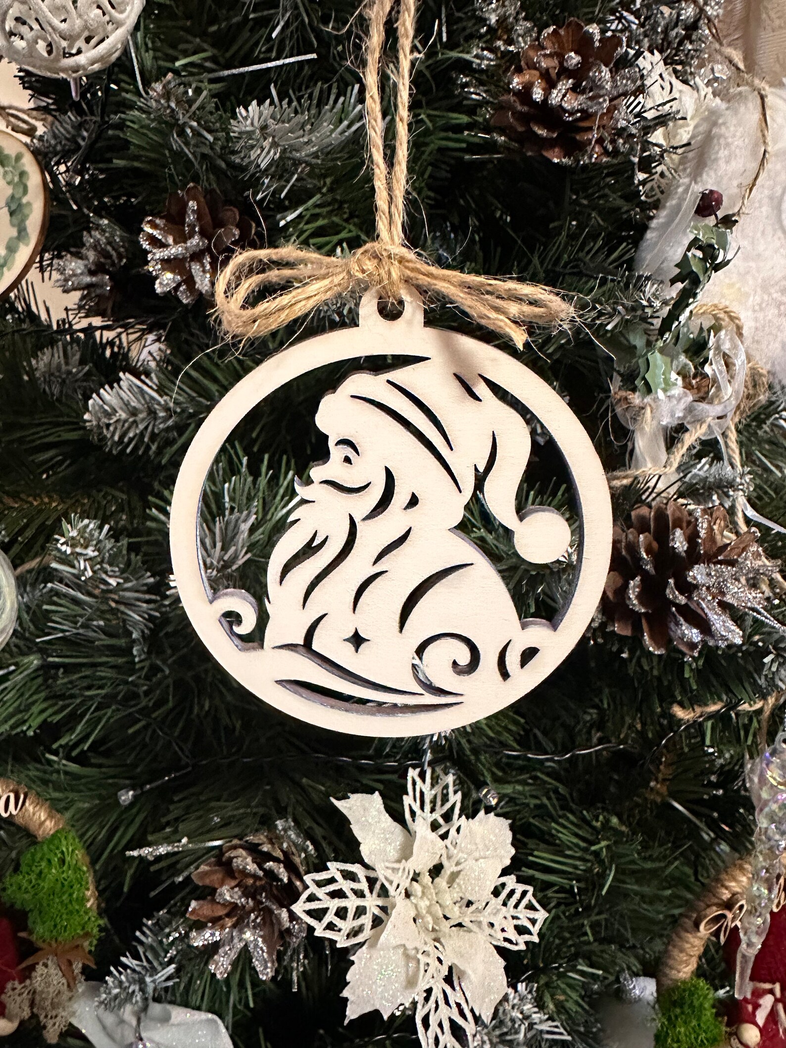 Christmas Santa Bauble SVG, Digital Laser Cut File, Glowforge, Instant ...