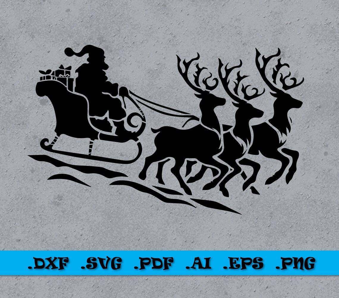 Santa's Sleigh Stencil SVG Christmas Decor, Window Painting, Wall Paint ...