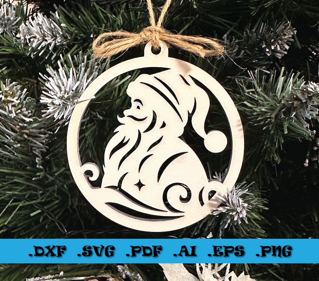 Christmas Santa Bauble SVG, Digital Laser Cut File, Glowforge, Instant ...