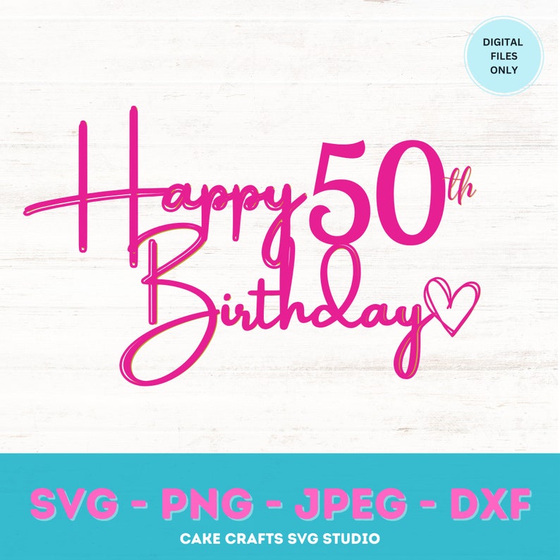 Happy 50th Birthday SVG, 50th Birthday Cake Topper, DIY Design ...