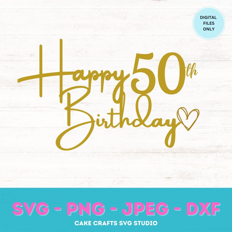 Happy 50th Birthday SVG, 50th Birthday Cake Topper, DIY Design ...