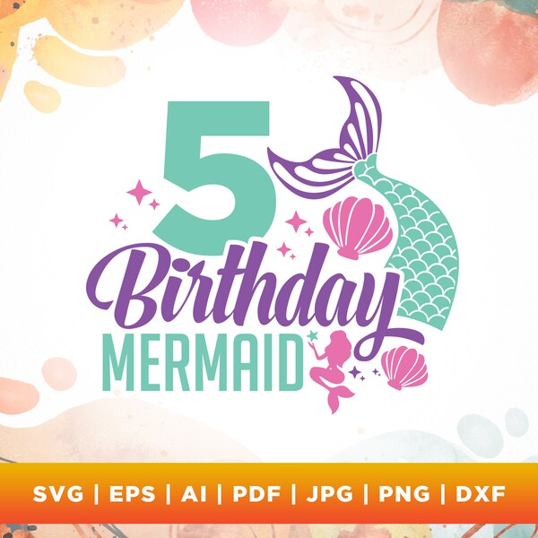 Mermaid Birthday Svg - Etsy