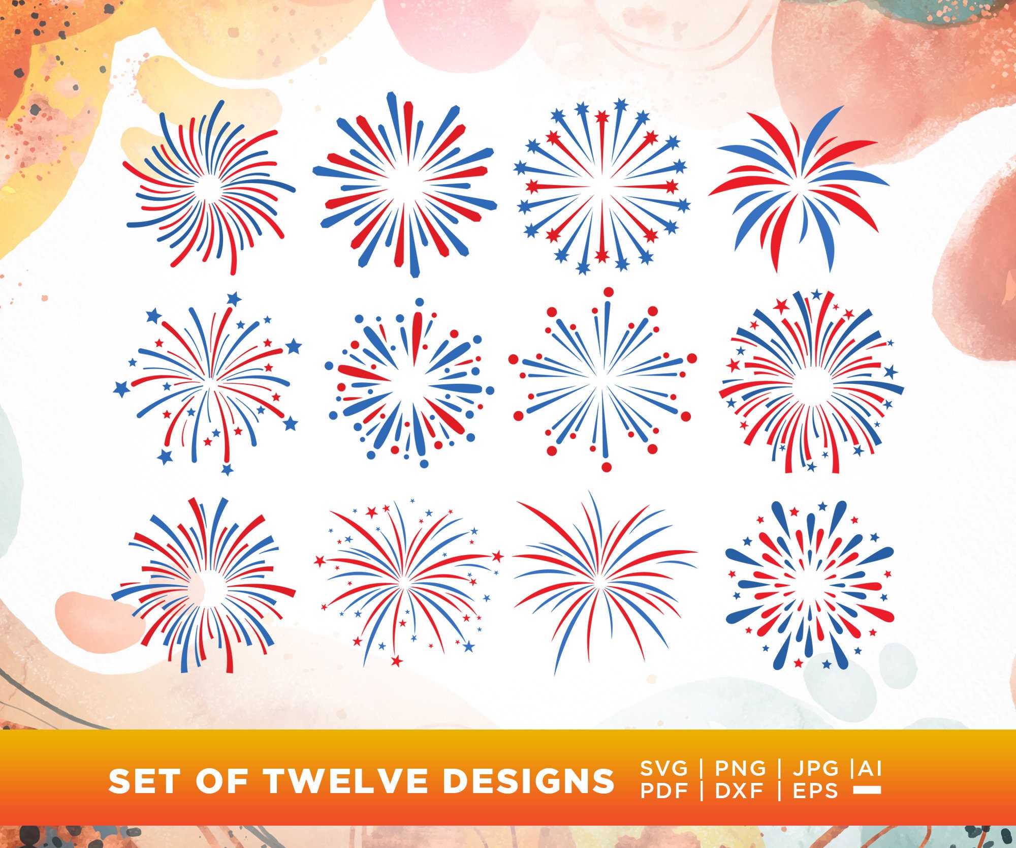 Fireworks 4th of July SVG, USA Firework America Svg, Sublimation ...