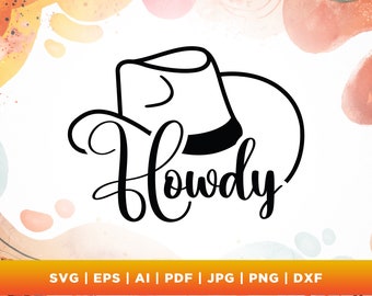 Howdy Svg Hand Lettering Typography Script Art 1950s Country Clipart ...