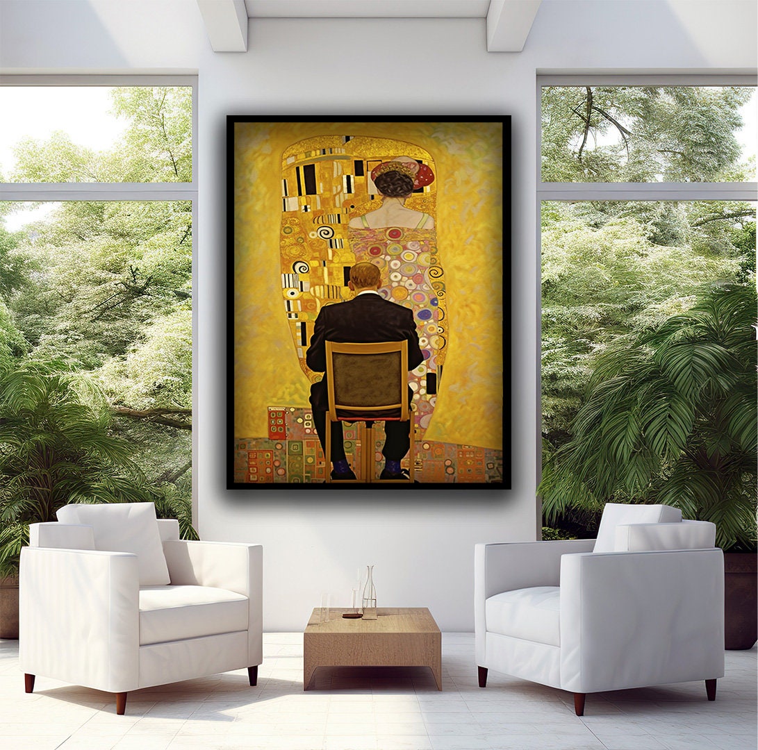 Gustav Klimt Style Canvas Print, Yellow Gustav Klimt Canvas Print Ready ...