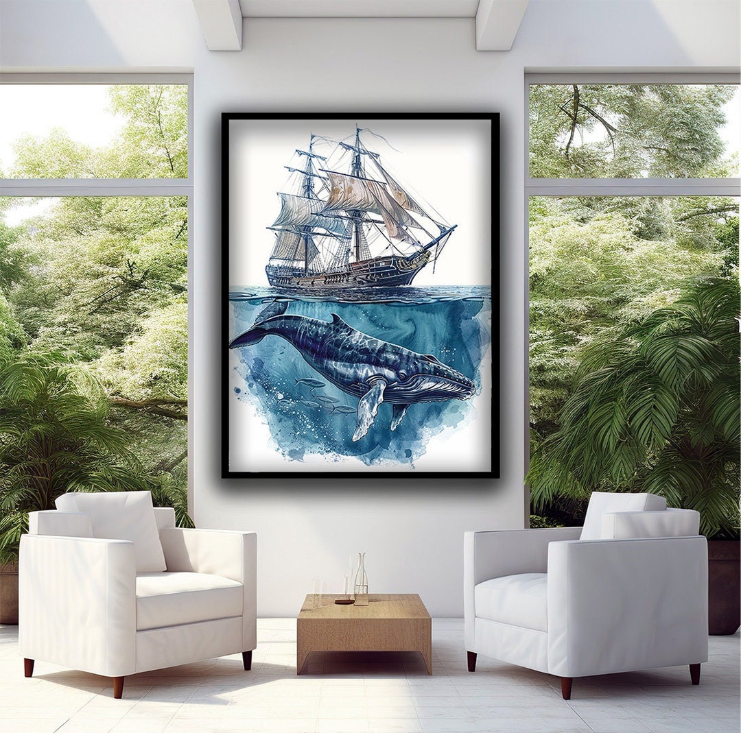 Whaling Ship, Nautical Wall Art, Nautical Gallery Wall Art, Framed Ship ...