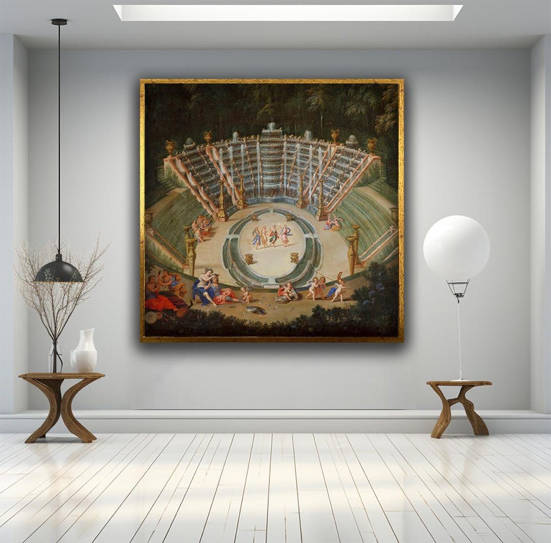 Baroque Garden Amphitheater Canvas - Luxurious Fountain Scene Wall Art ...