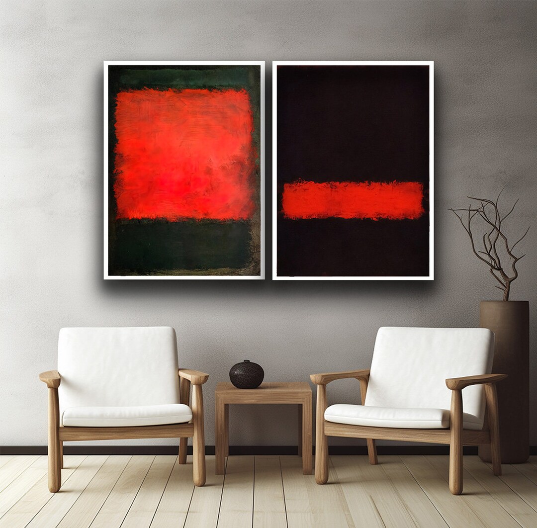 Mark Rothko Canvas Set of 2, Black Red Color Art Reproduction, Red Mark ...