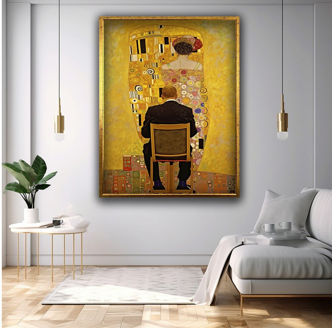 Gustav Klimt Style Canvas Print, Yellow Gustav Klimt Canvas Print Ready ...