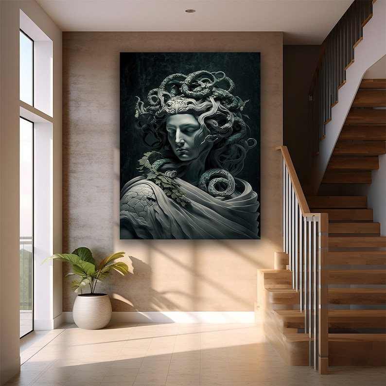 Surreal Medusa Canvas Print Art Ready to Hang Wall Decor, Sculpture ...