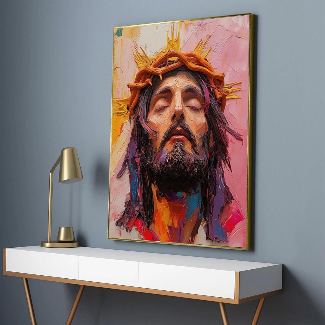 King Jesus Christ Wall Decor, Colorful Abstract Jesus Print Art ...