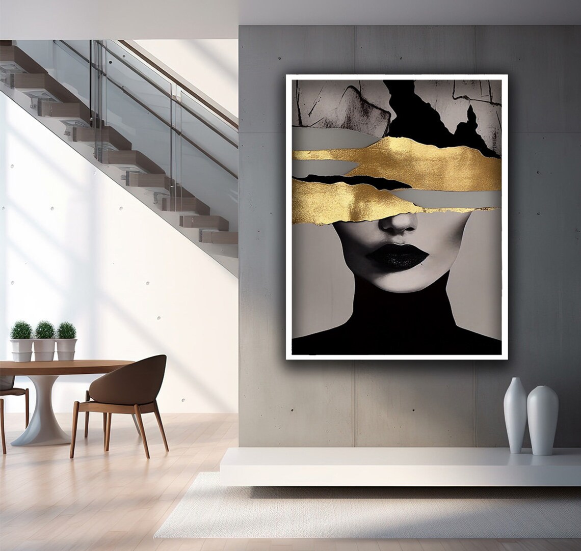Abstract Woman Hangable Canvas Print Art, Golden Eyed Woman Hangable ...