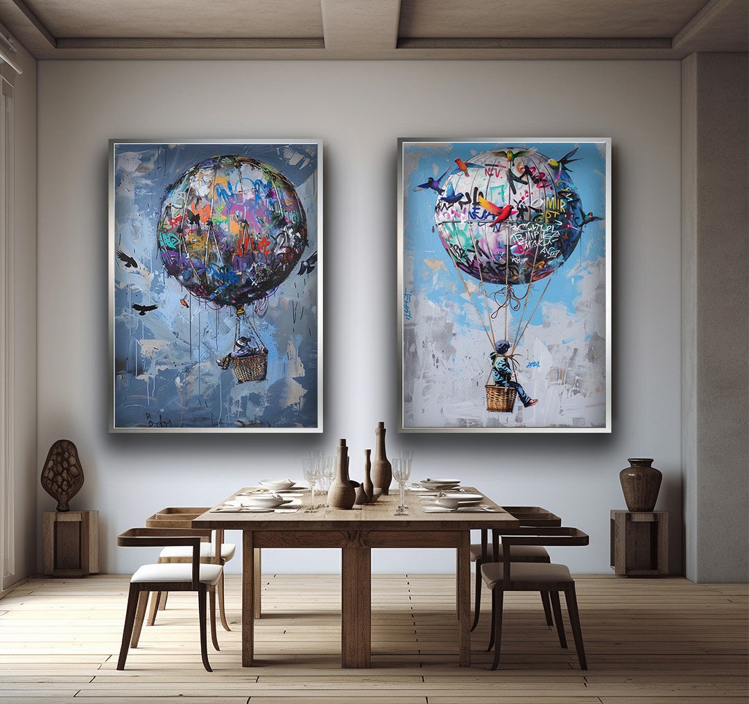 Modern Street Art Set, Graffiti Balloon Canvas Prints, Urban Decor ...