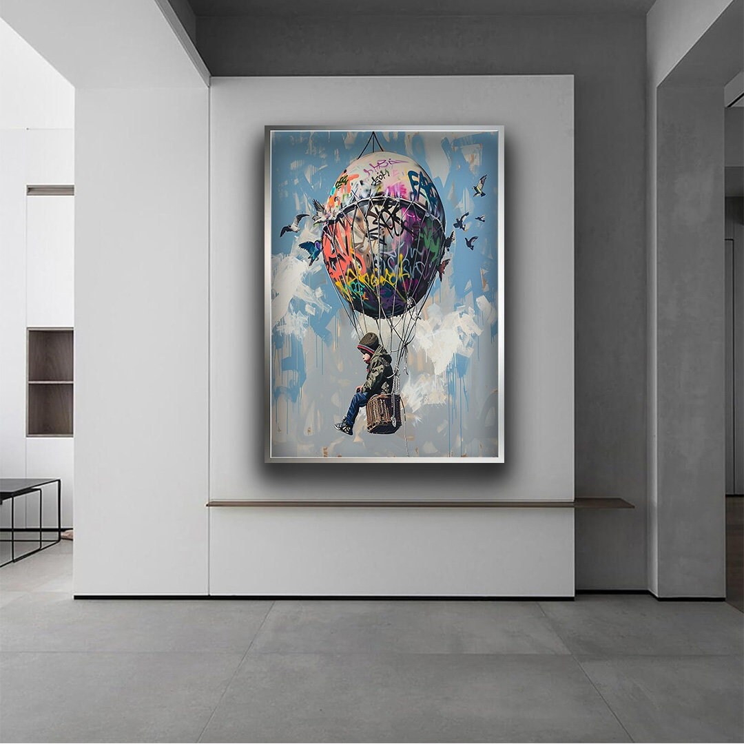 Banksy Child Birds Wall Art, Banksy Art, Wall Art Canvas Design, Banksy ...