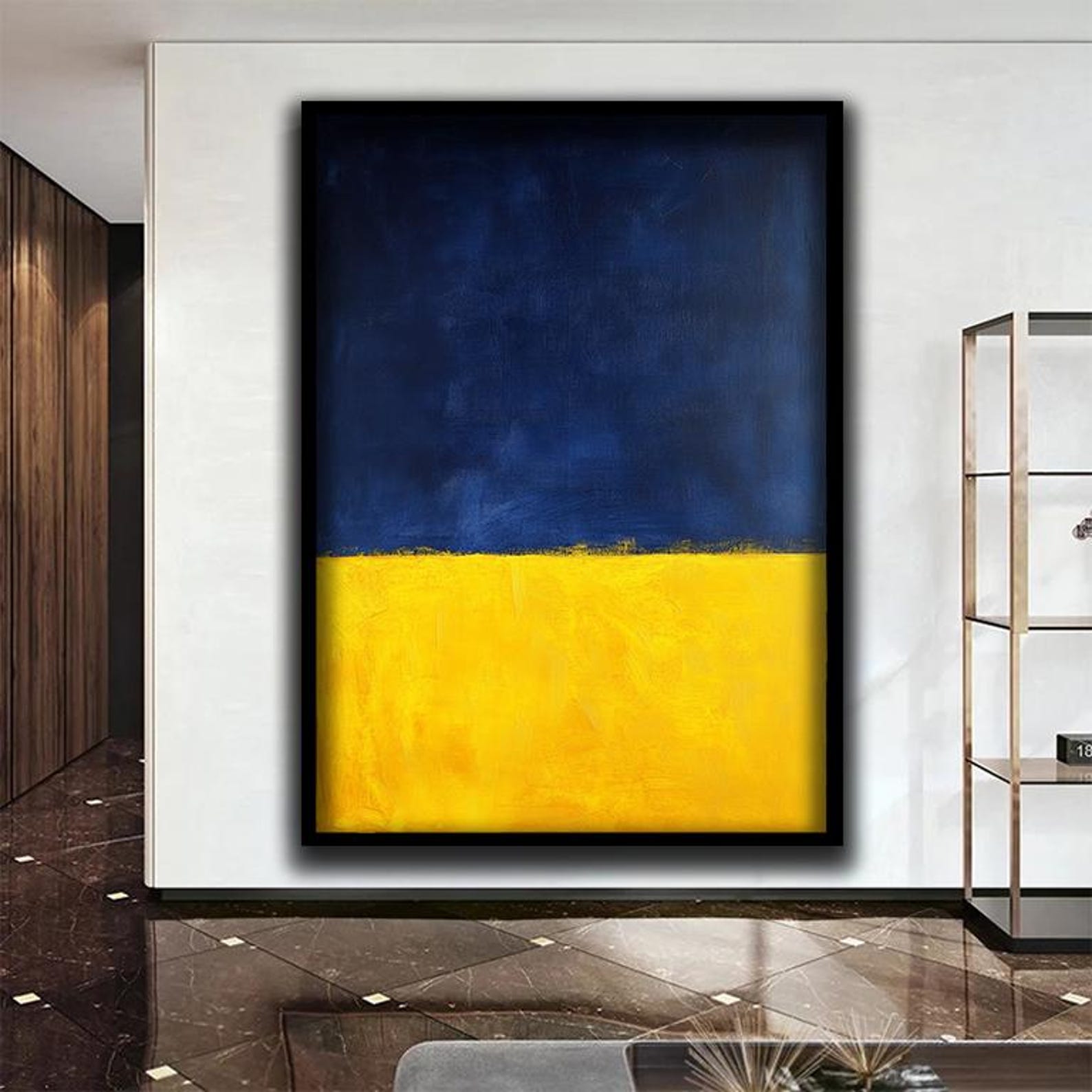 Mark Rothko-inspired Minimalist Canvas Bold Blue and Yellow Abstract ...