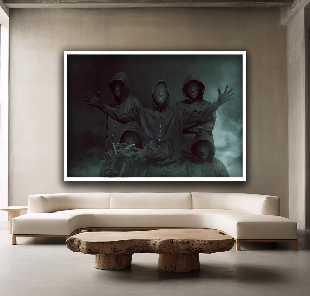 Masked Hackers Canvas Print Art Ready to Hang Wall Decor, Mysterious ...
