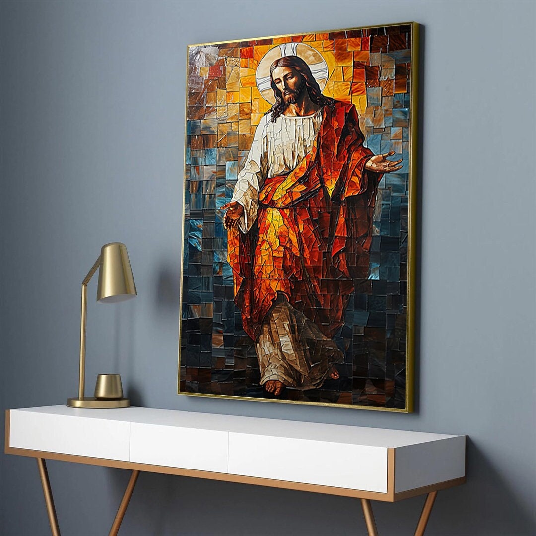 Mosaic Jesus Christ Wall Decor, Abstract Jesus Print Art, Christianity ...